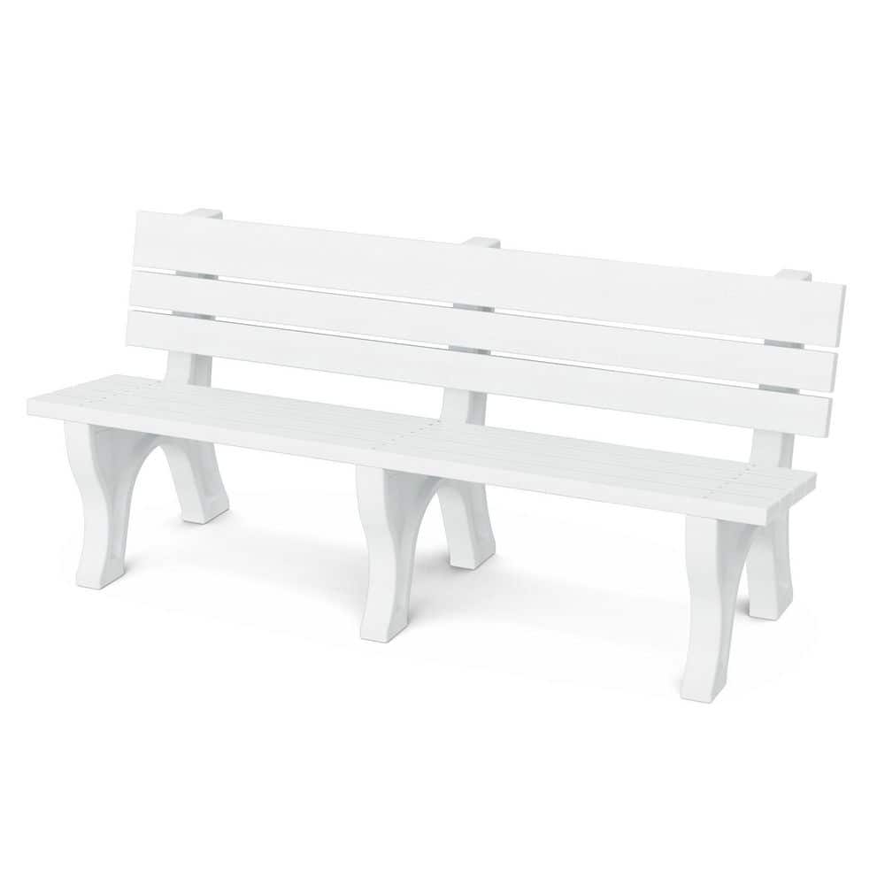 Wildridge Heritage 6 ft. White HDPE Plastic Outdoor Park Bench LCC-125 ...