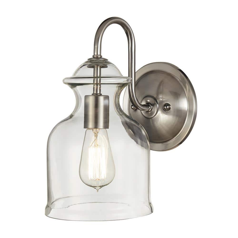 Home Decorators Collection 1-Light Brushed Nickel Wall Sconce with ...