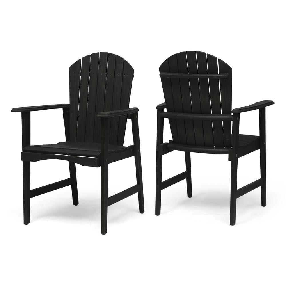 Tidoin Gray Wood Outdoor Dining Chair in Gray (Set of 2) Bai-YDW1-0384 ...