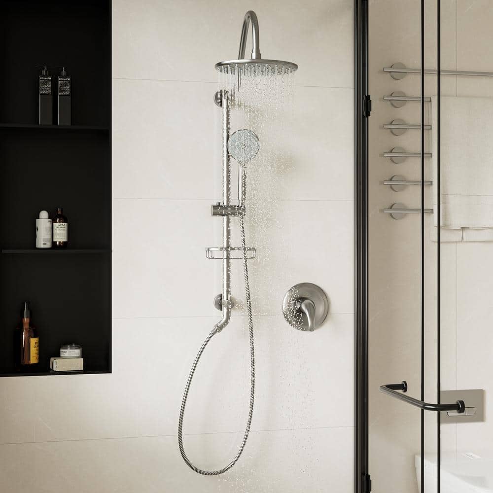 CASAINC 3-Spray Patterns 2.5GPM Round 10 in. Wall Bar Shower Kit with ...