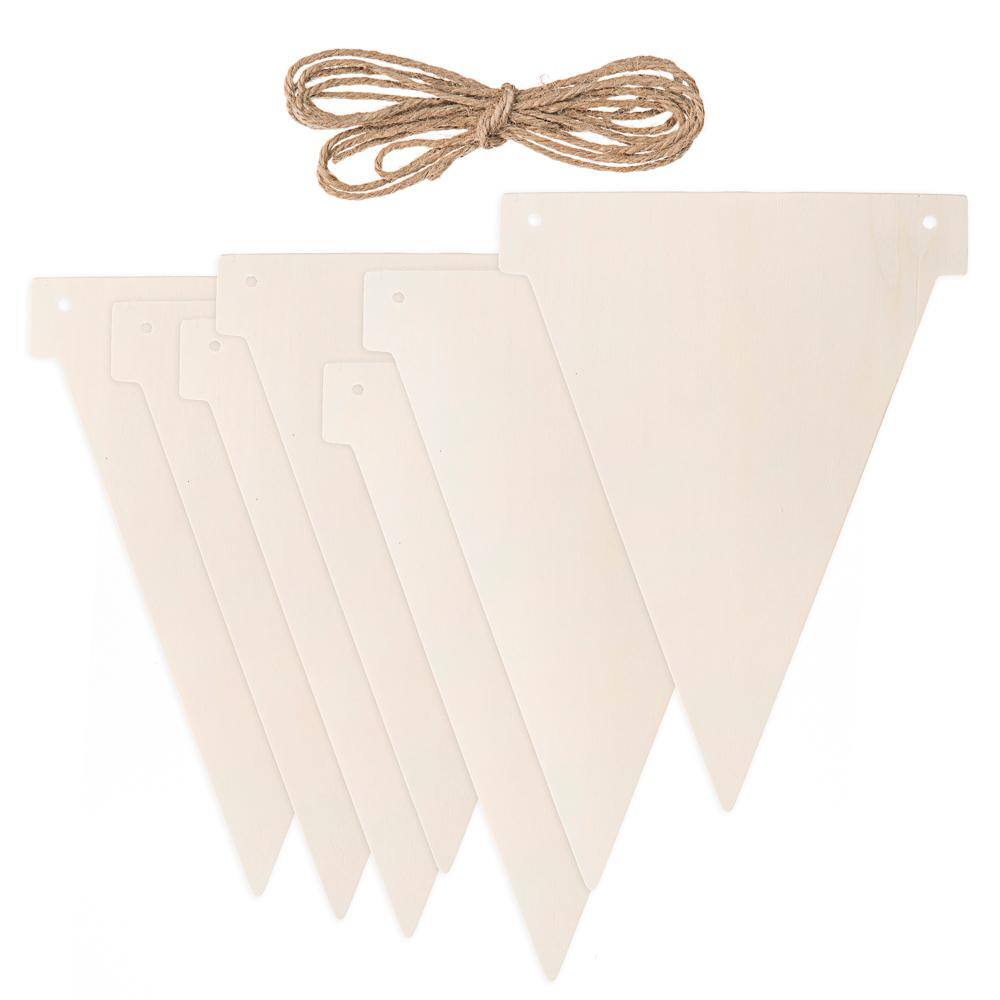 Darice 7 ft. W Wooden Pennant Banner with 8 Pennants, Jute Cord in ...