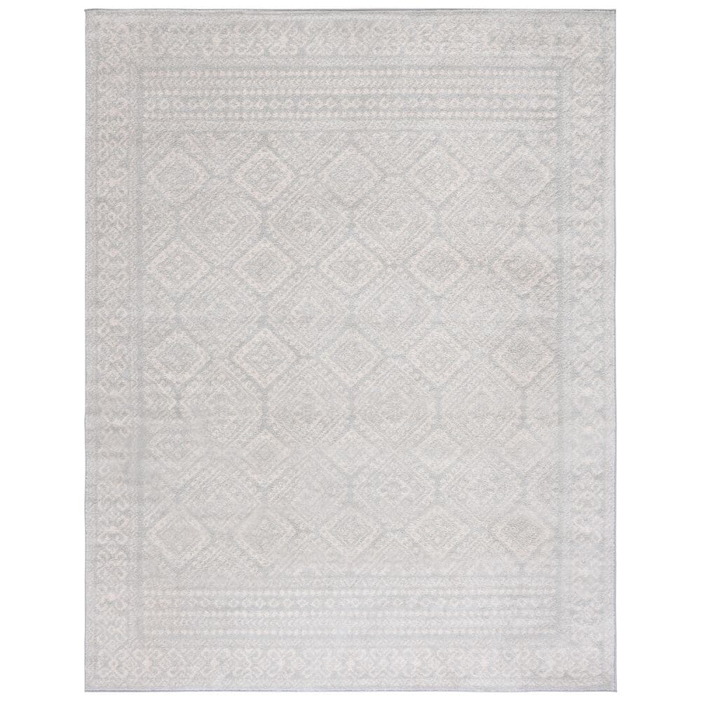 SAFAVIEH Tulum 12 ft. x 18 ft. Light Gray/Ivory Geometric Area Rug ...