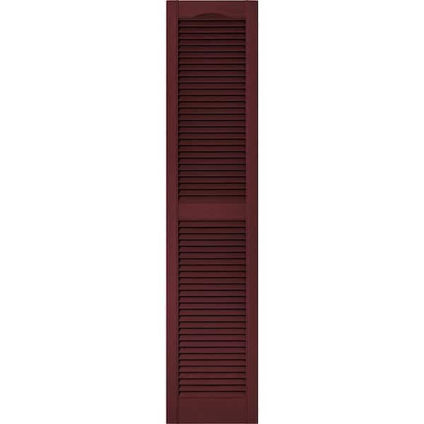 Builders Edge 15 in. x 67 in. Louvered Vinyl Exterior Shutters Pair in ...