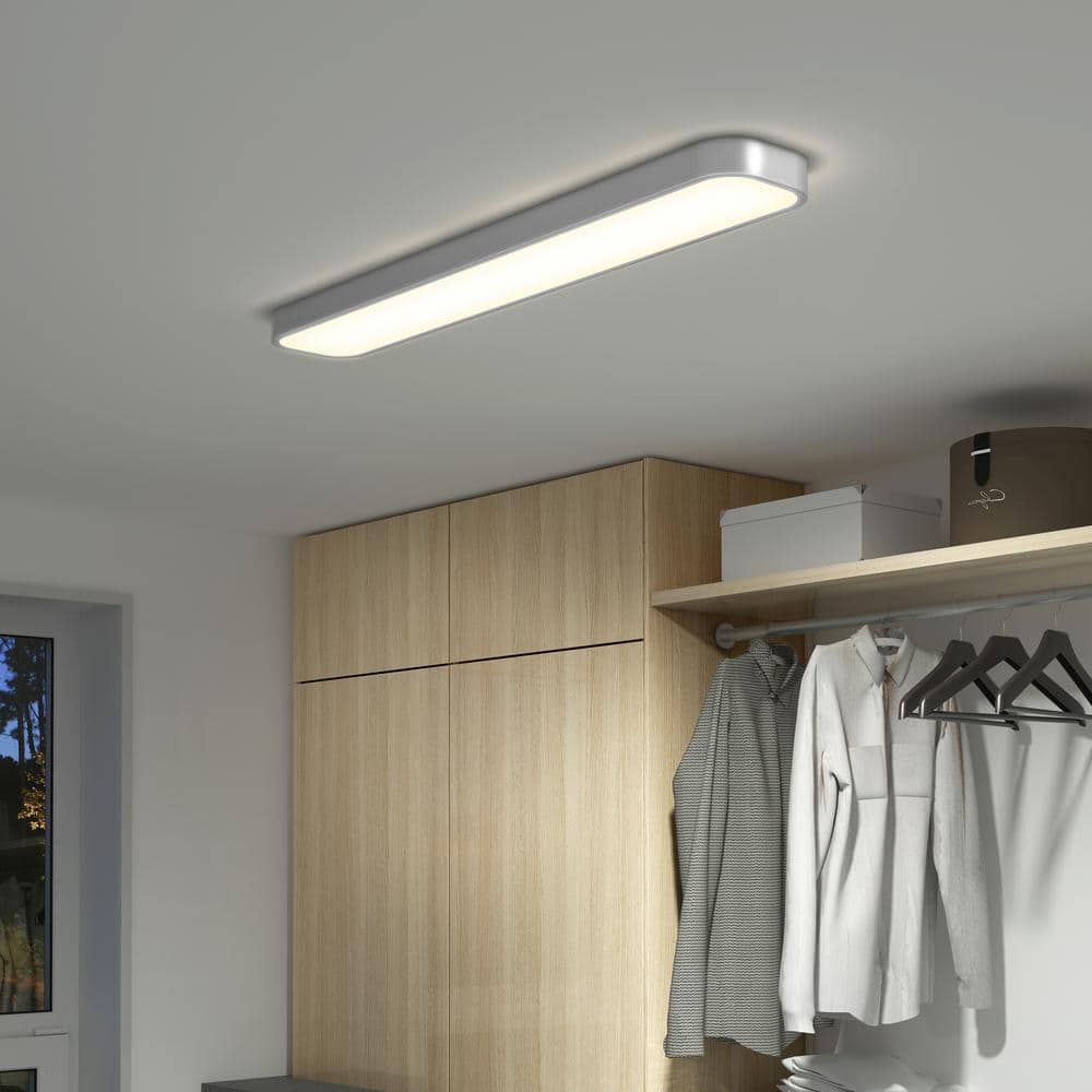 Artika Europa 36 in. 1-Light Silver 3CCT Selectable LED Flush Mount ...