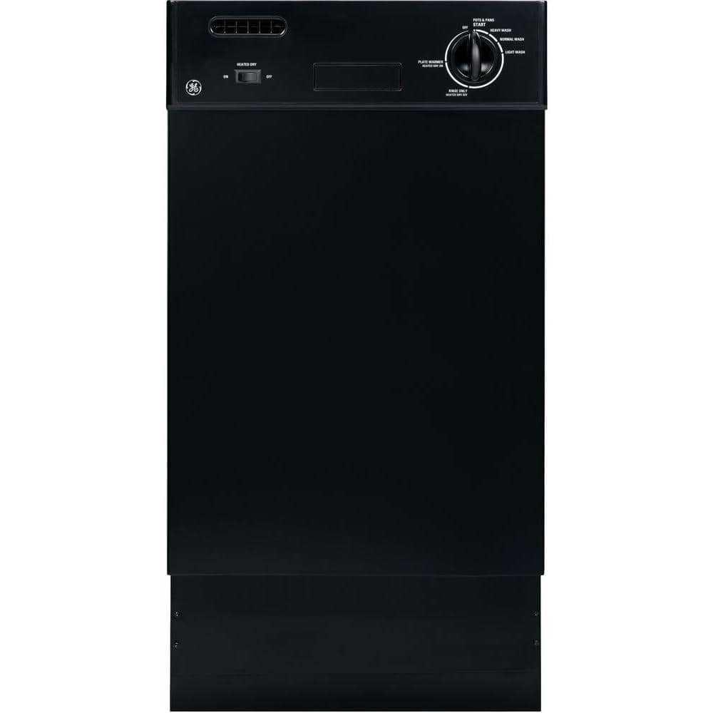 GE 18 in. Front Control Dishwasher in Black with Stainless Steel Tub ...