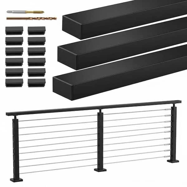 12 ft. Stainless Steel Handrail for Cable Railing System Black T304 ...