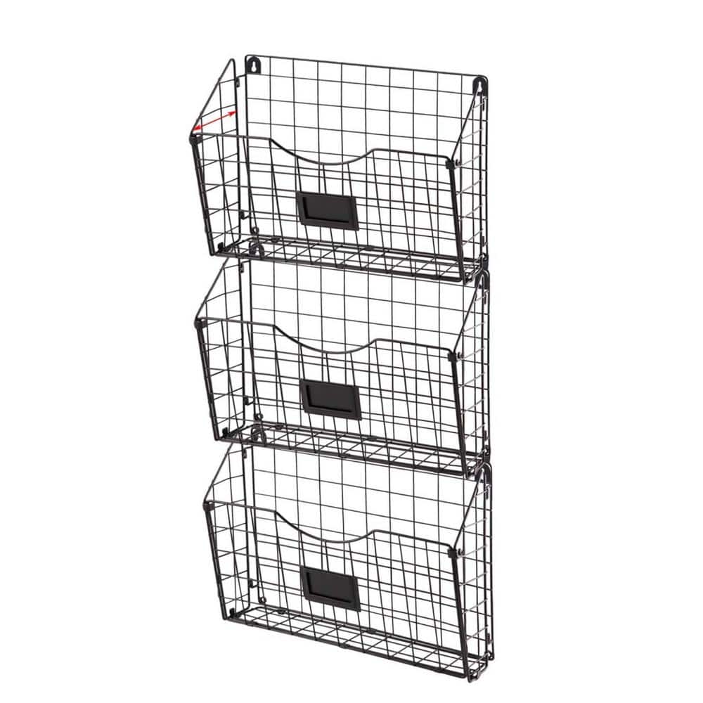 Afoxsos Stackable Hanging Wall Files Rack 3-Tier Metal Folder with Tag ...