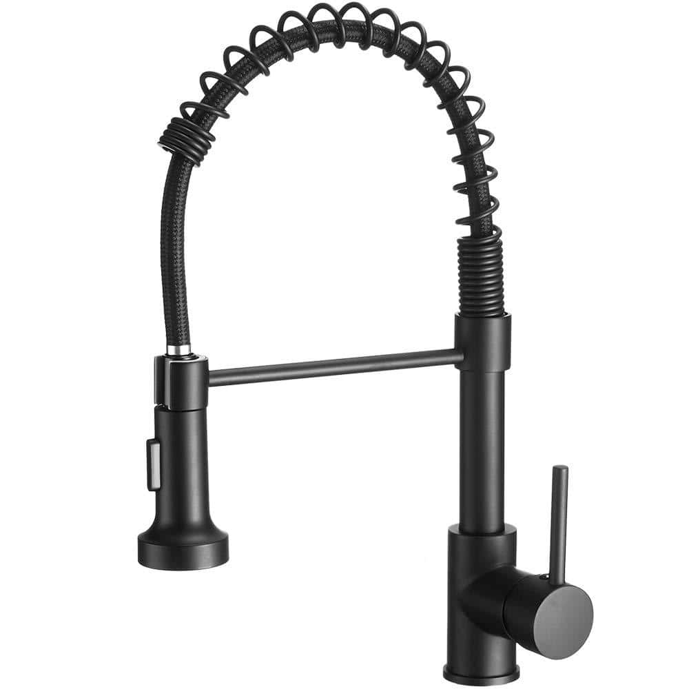MTTCLE Single Handle Pull Down Sprayer Kitchen Faucet in Matte Black ...