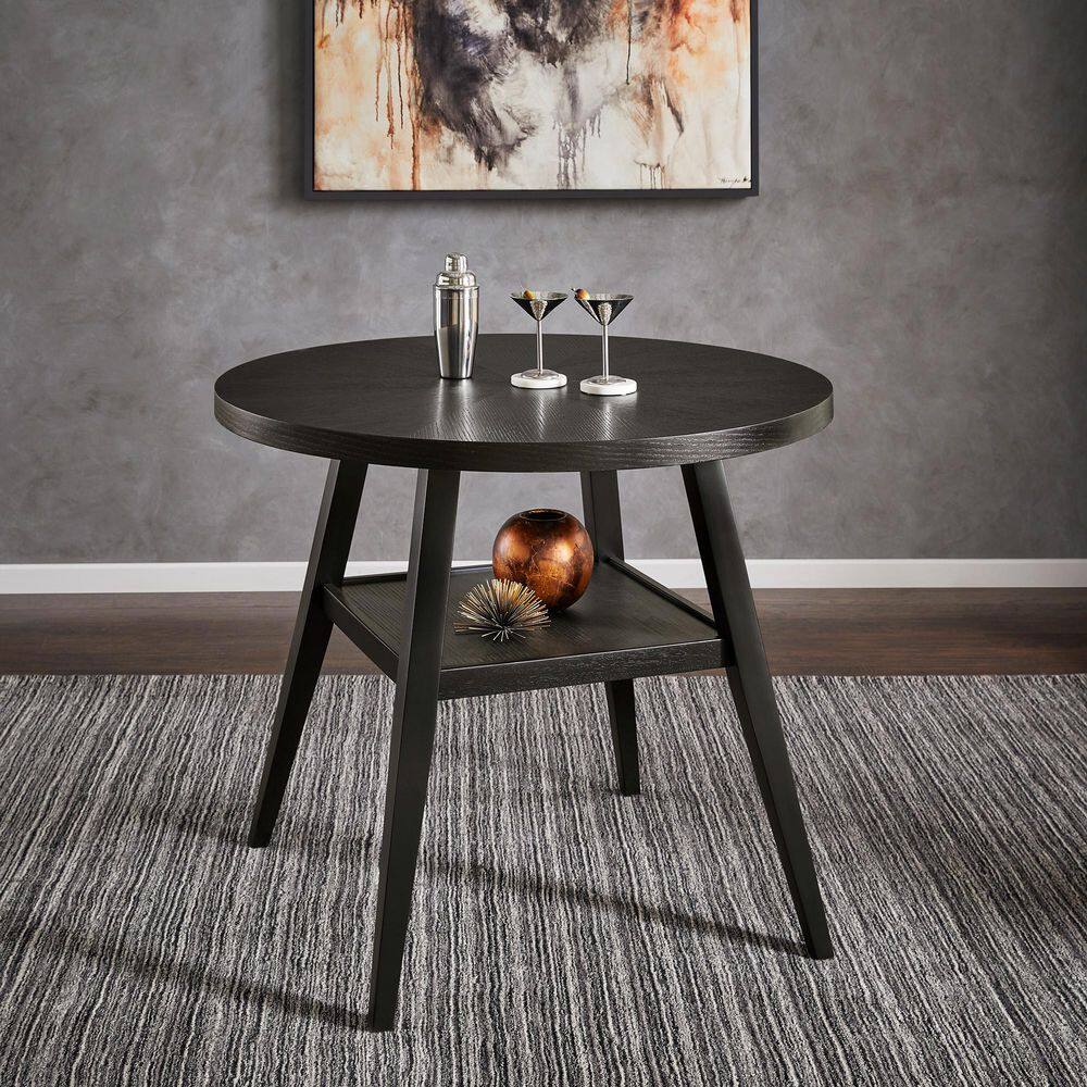 HomeSullivan Black Wood 44 in. 4 Legs Round Counter Height Dining Table ...
