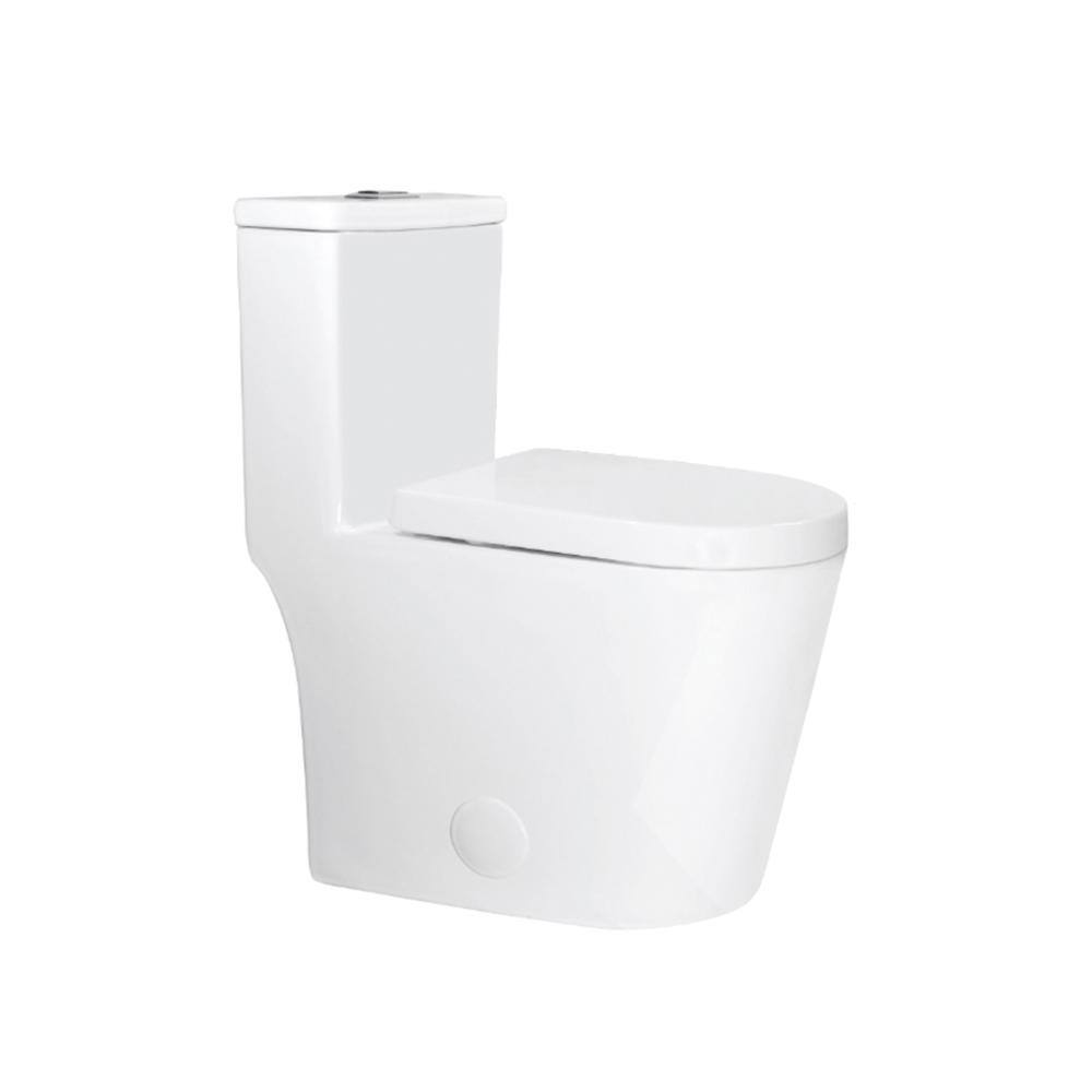 CASAINC 1-Piece 0.8/1.6 GPF Dual Flush Elongated Toilet Small Compact ...
