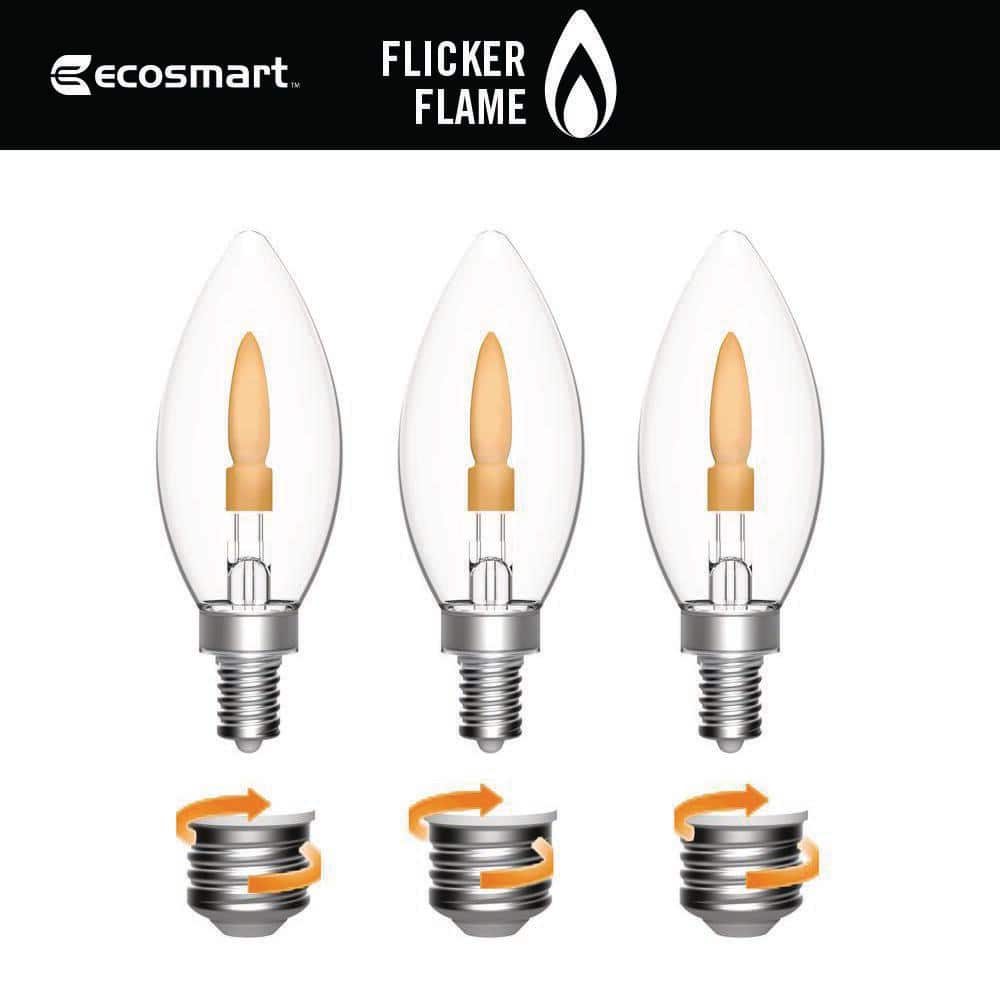EcoSmart 3-Watt Equivalent B11 Non-Dimmable Clear Glass Flickering ...