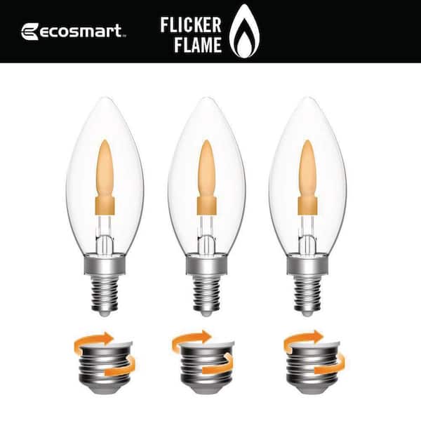 EcoSmart 3-Watt Equivalent B11 Non-Dimmable Clear Glass Flickering ...