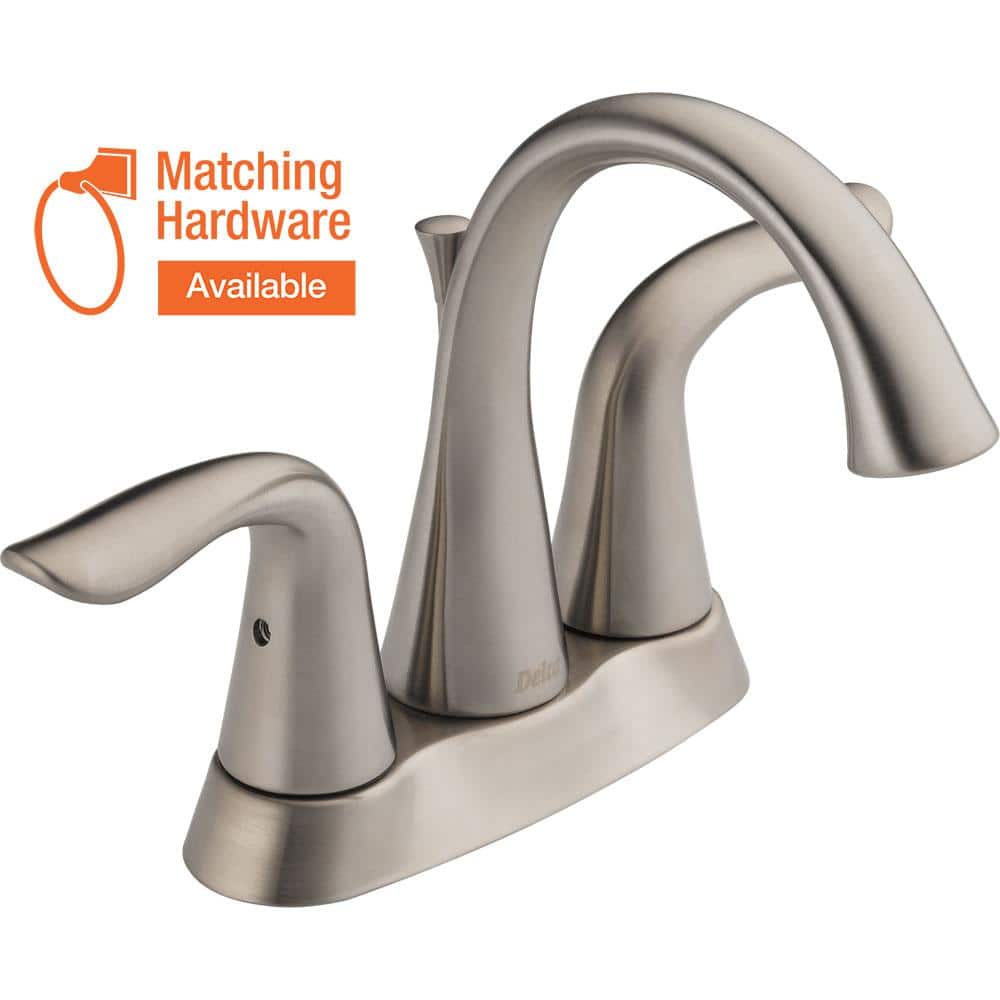 Delta Lahara 4 in. Centerset 2-Handle Bathroom Faucet in Stainless 2538 ...