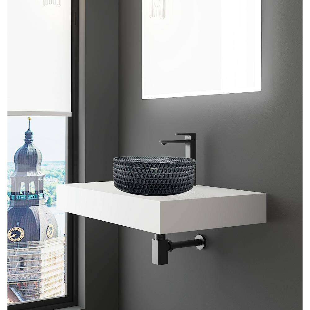 castellousa 36 in. Wall Mounted Bathroom Countertop Shelf in White ...