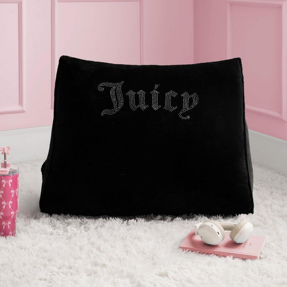 JUICY COUTURE Rhinestone Black Plush Polyester 24 in. x 18 in. Wedge ...