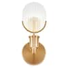 Merra 1-Light Gold Modern Armed Wall Sconce with Wavy Glass Shade HCF ...