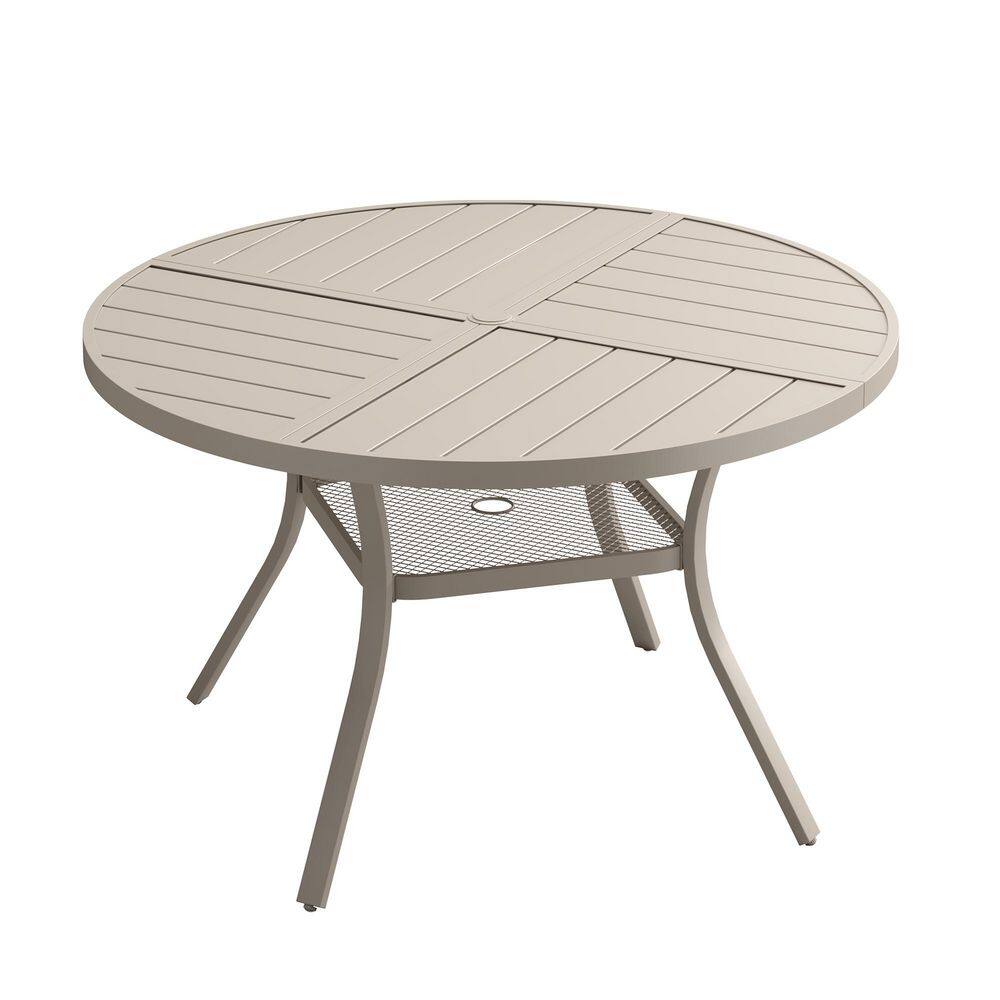 Reviews for vicllax 40.6 in. Sandshell Round Metal Outdoor Dining Table ...