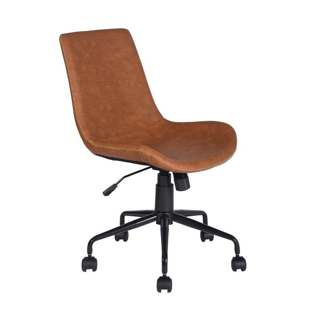 Homy Casa Adams Brown Faux Leather Seat Office Task Chair without Arms ...