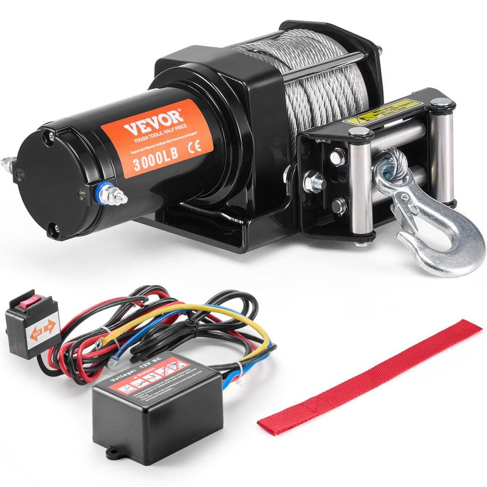 VEVOR Electric Winch, 3000 lbs. Line Pull Capacity, 12-Volt DC ATV/UTV ...
