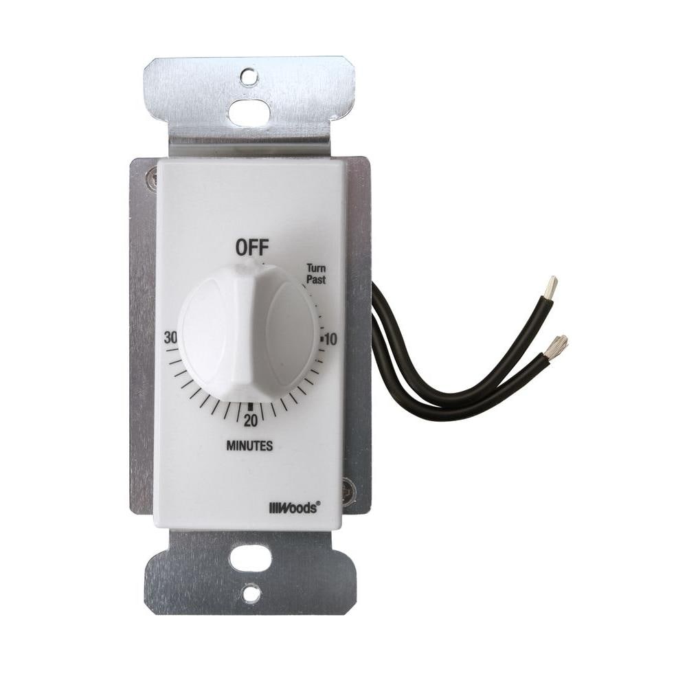 Woods 20-Amp 30-Minute In-Wall Spring Wound Countdown Timer Switch ...
