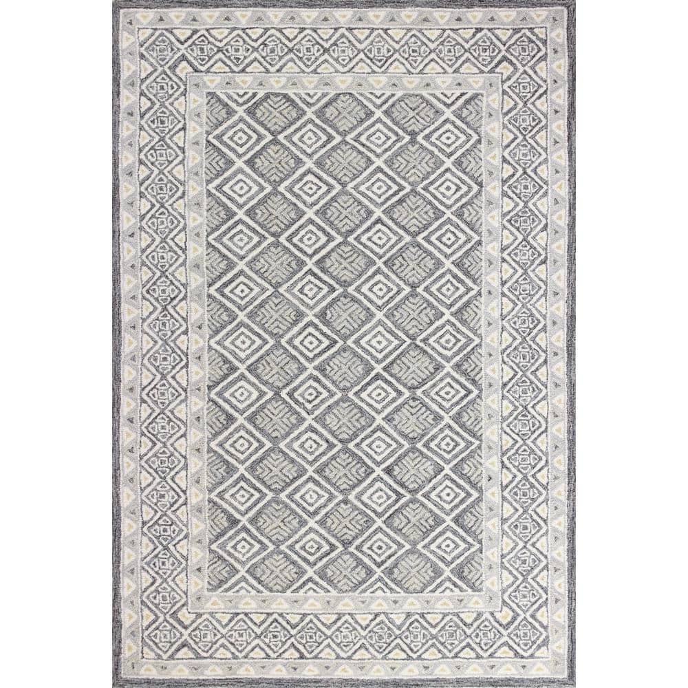 BASHIAN Valencia Grey 9 ft. x 12 ft. (8'6" x 11'6") Geometric ...