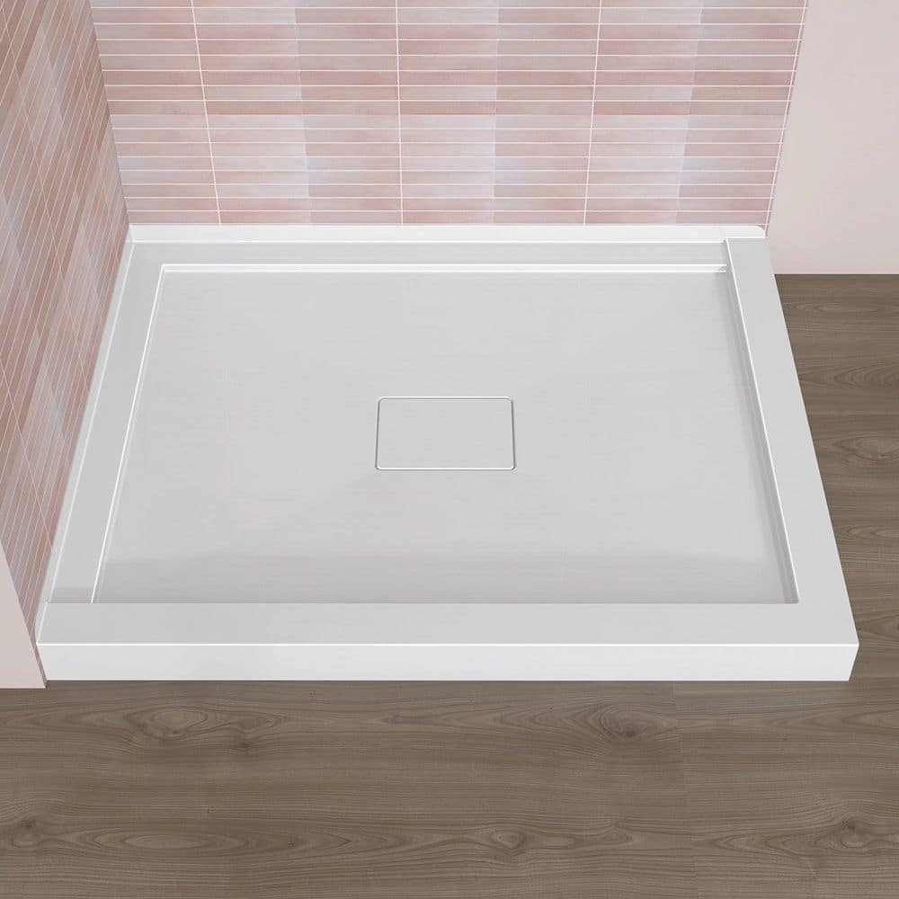 Getpro 42 in. L x 34 in. W Corner Shower Pan Base Acrylic Shower Tray ...