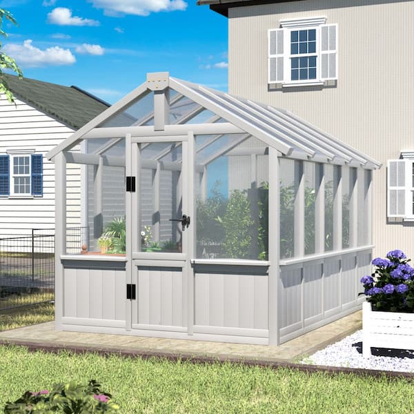 VEIKOUS 6 ft. x 10 ft. Cedar Wood Outdoor Garden Plant Greenhouse with ...