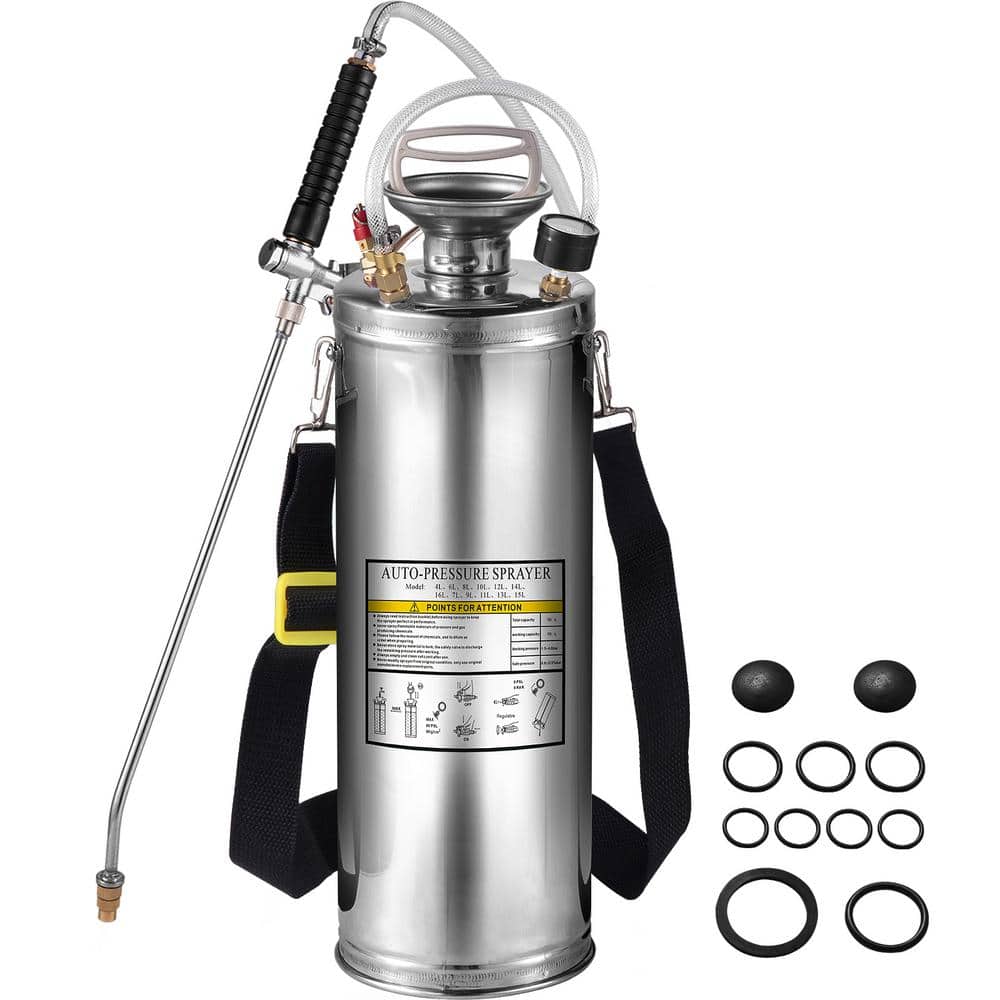 SKYSHALO 3 Gal. Stainless Steel Sprayer Set with 20 in. Wand& Handle& 3 ...