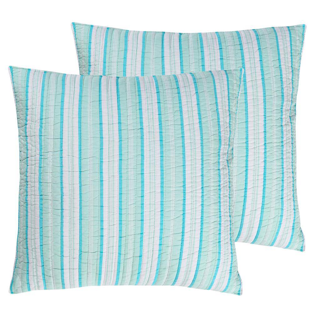 LEVTEX HOME Beach Days Multicolored Stripe Cotton 26 in. x 26 in. Euro ...