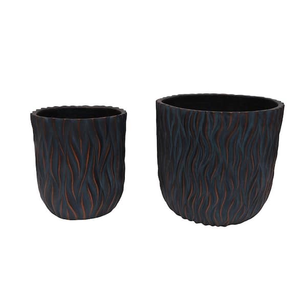 Noble House Brenna Large 12.2 in. and 15.75 in. Dia Grey Blue MGO Round ...