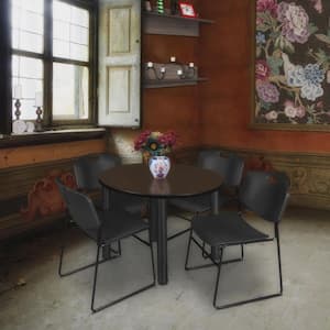 Regency Kee 36 in. Neo Walnut Round Breakroom Table Desk and 4 'M ...