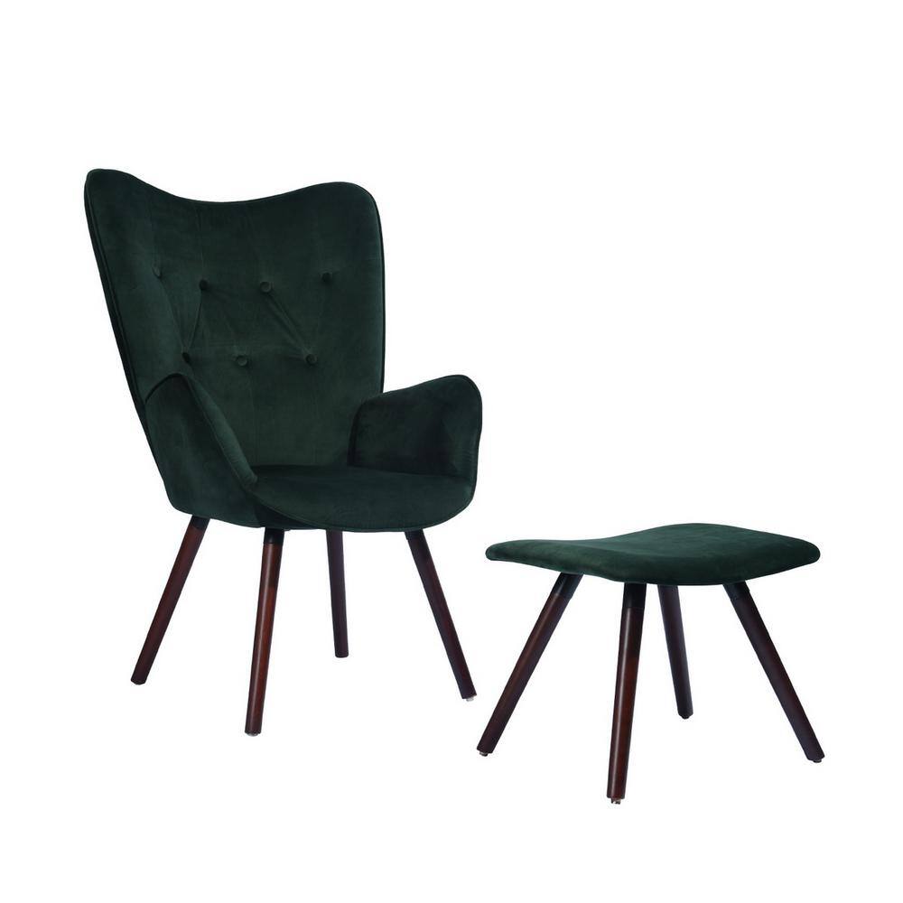 Homy Casa Kas Green Velvet Upholstered Tufted Armrest Wingback Arm ...