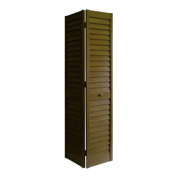 Home Fashion Technologies 24 in. x 80 in. 2 in. Louver/Louver Pecan ...