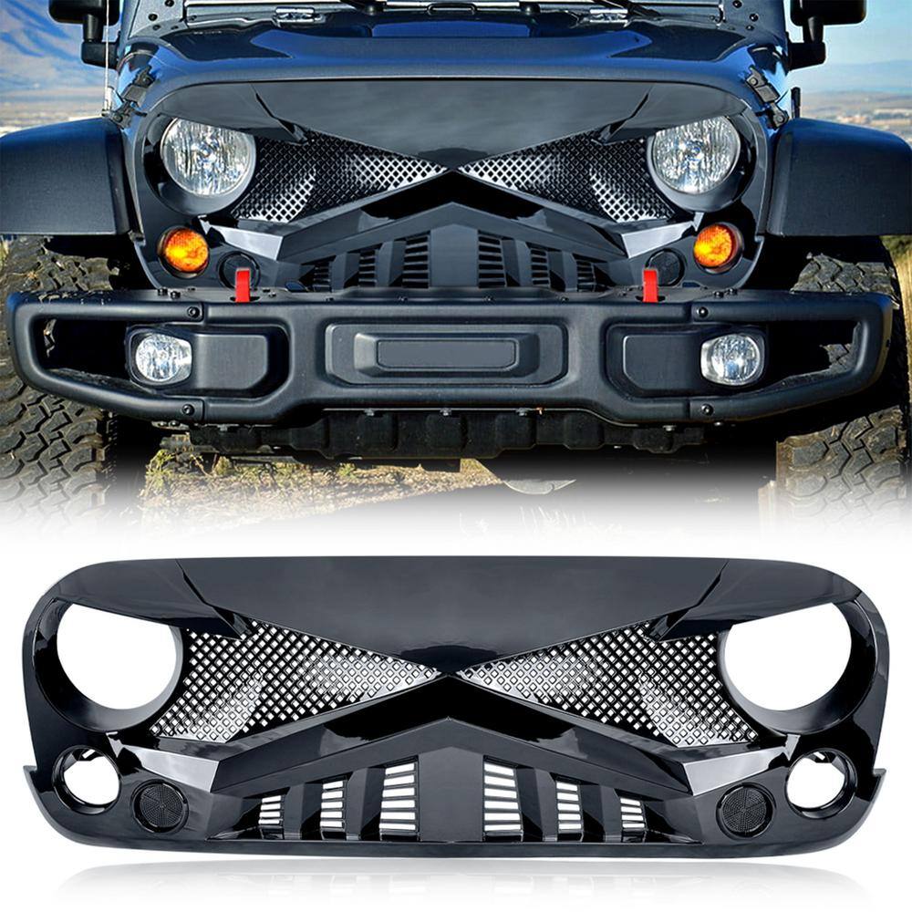 AMERICAN MODIFIED Front Hawke Grille for 2007-2018 Jeep Wrangler, Glossy Black AMJPAA00125 - The ...