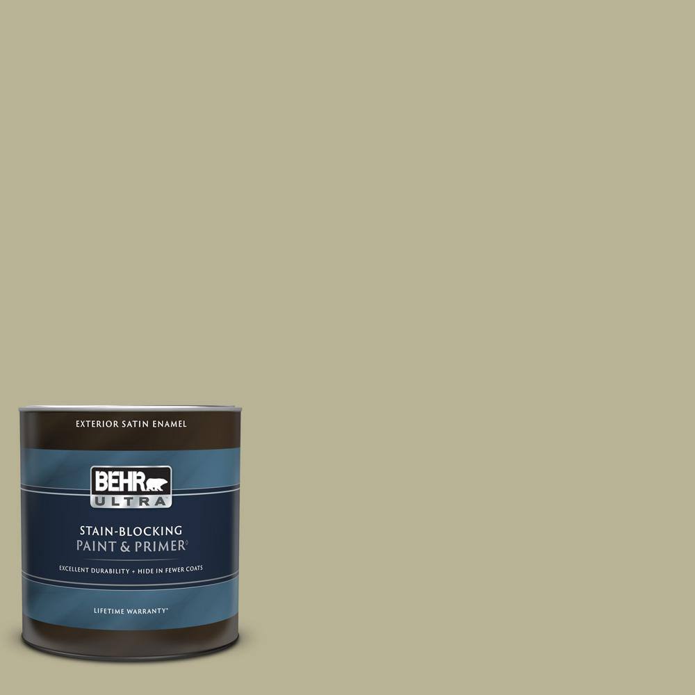 BEHR ULTRA 1 qt. #PPU9-09 Seedling Satin Enamel Exterior Paint & Primer ...
