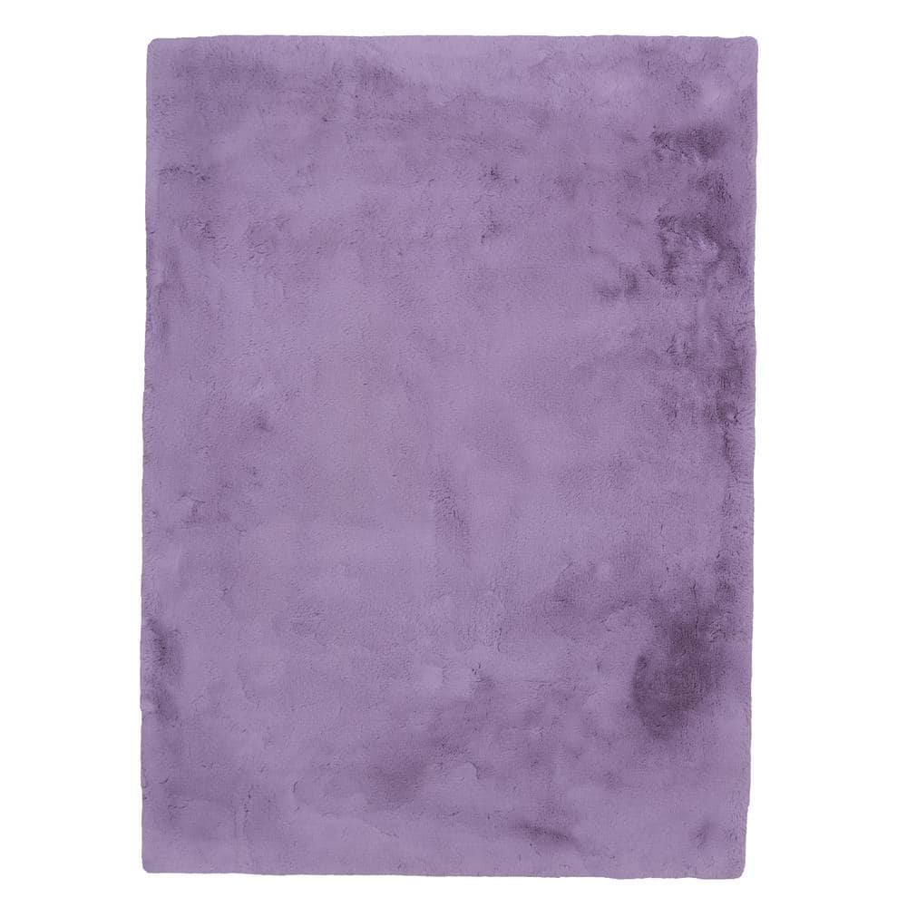 Linon Home Decor Amelia Faux Rabbit Lavender 5x7 Area rug THDR04419 ...