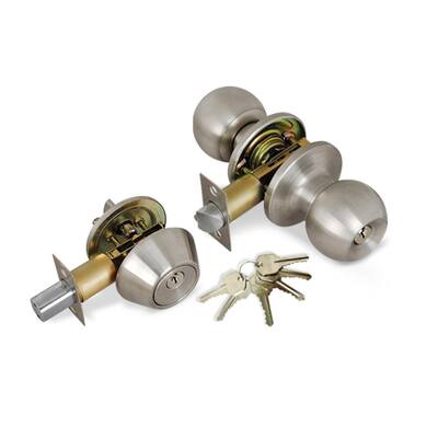 Premier Lock Stainless Steel Entry Door Knob Combo Lock Set with ...