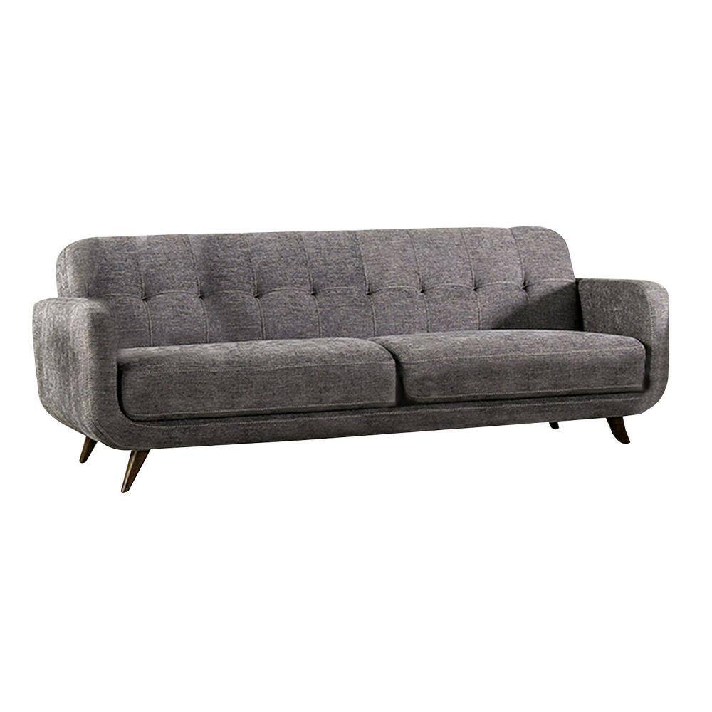 Benjara 35 in. Straight Arm Fabric Rectangle Angled Legs Sofa in Gray ...