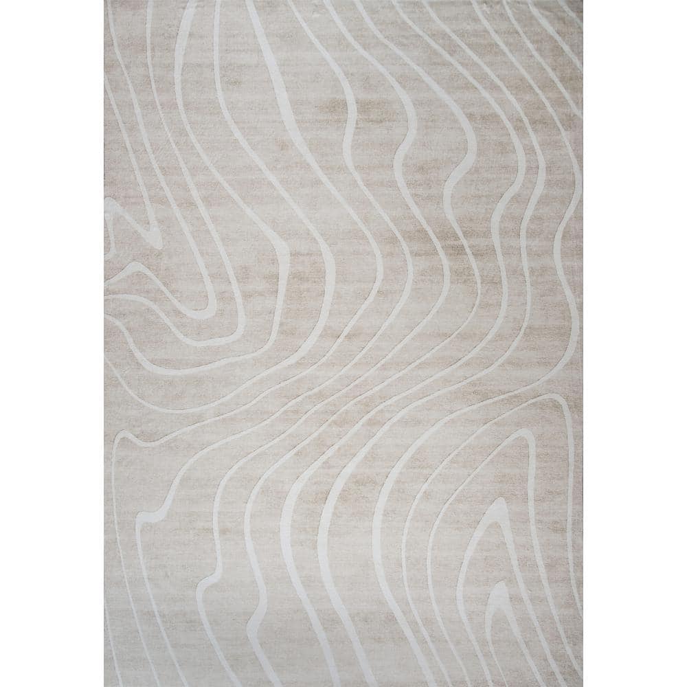Rug Branch Minimalist Modern Abstract Beige Cream 7 ft. x 10 ft. Indoor ...