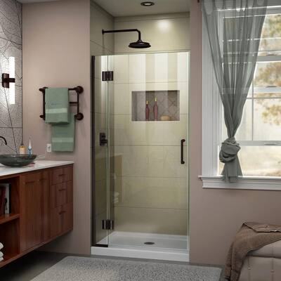 DreamLine Unidoor-X 35 in. x 72 in. Frameless Hinged Shower Door in Brushed Nickel D12972-04