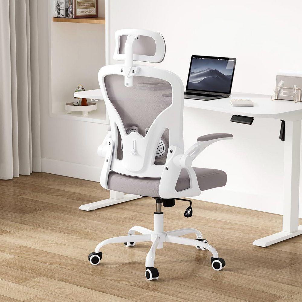Lirago Mesh Swivel Adjustable Height Ergonomic Task Chair in Gray with ...
