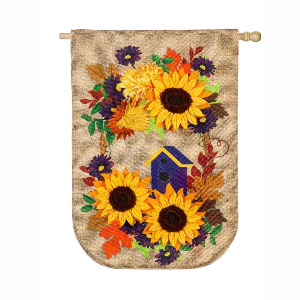 Evergreen 28 in. x 44 in. Oval Autumn Wreath Burlap House Flag ...