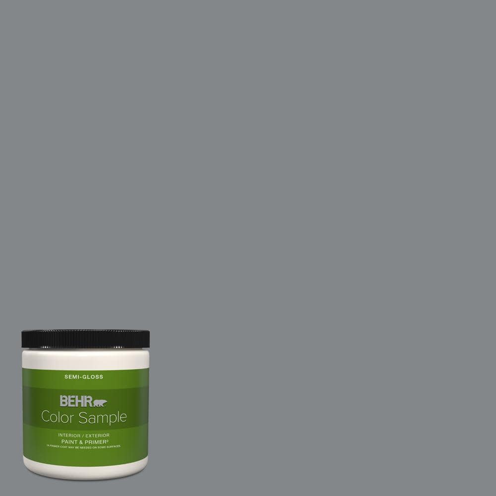 BEHR PREMIUM PLUS 8 oz. #N500-5 Magnetic Gray color Semi-Gloss Interior ...