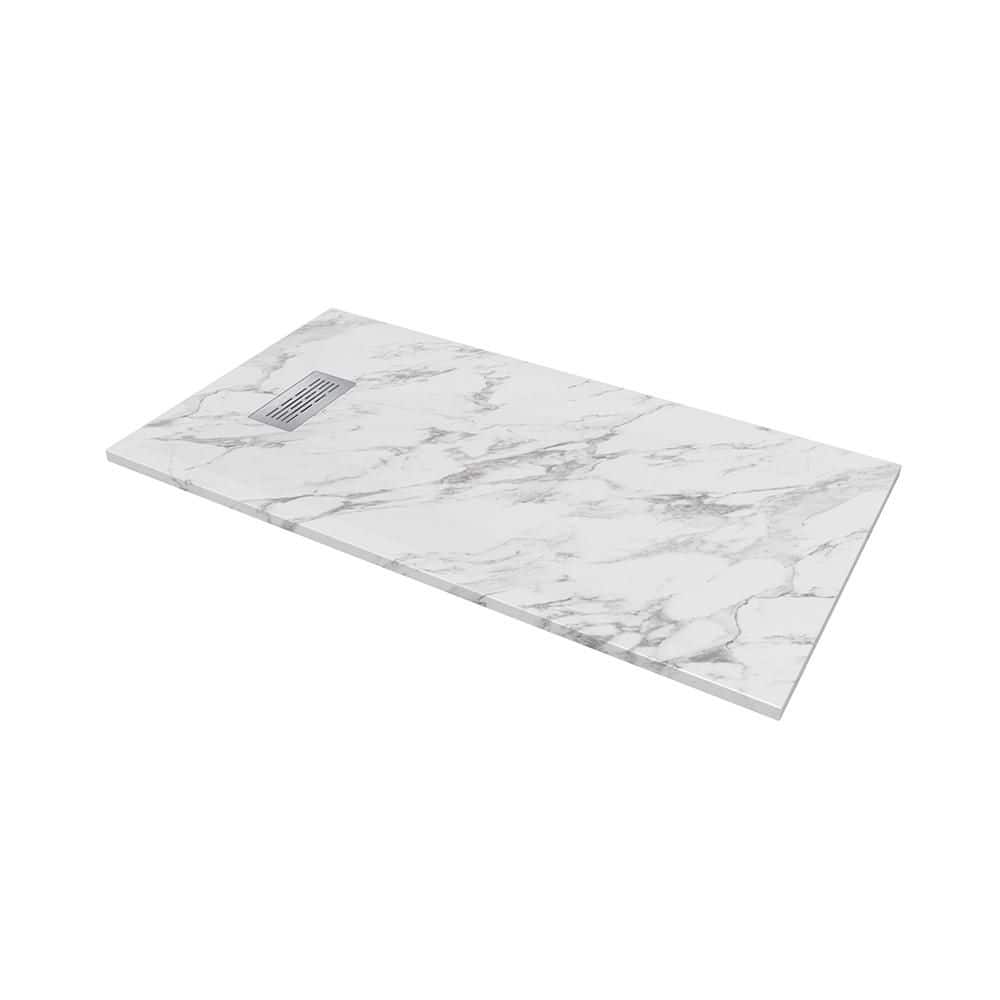 CASTICO 32 in. W x 60 in. L x 1.125 in. H Alcove Solid Composite Stone ...