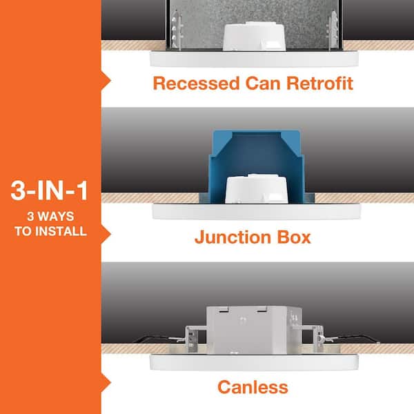 Commercial Electric 3-in-1 Universal Installation 5/6 in. White ...