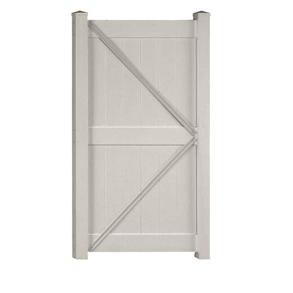Weatherables Augusta 3.7 ft. W x 6 ft. H Tan Vinyl Privacy Fence Gate ...