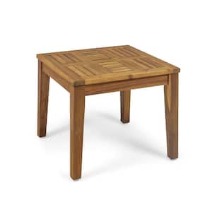 1-Piece 18 in. Outdoor Patio Wood Side Table with Cross Base for ...