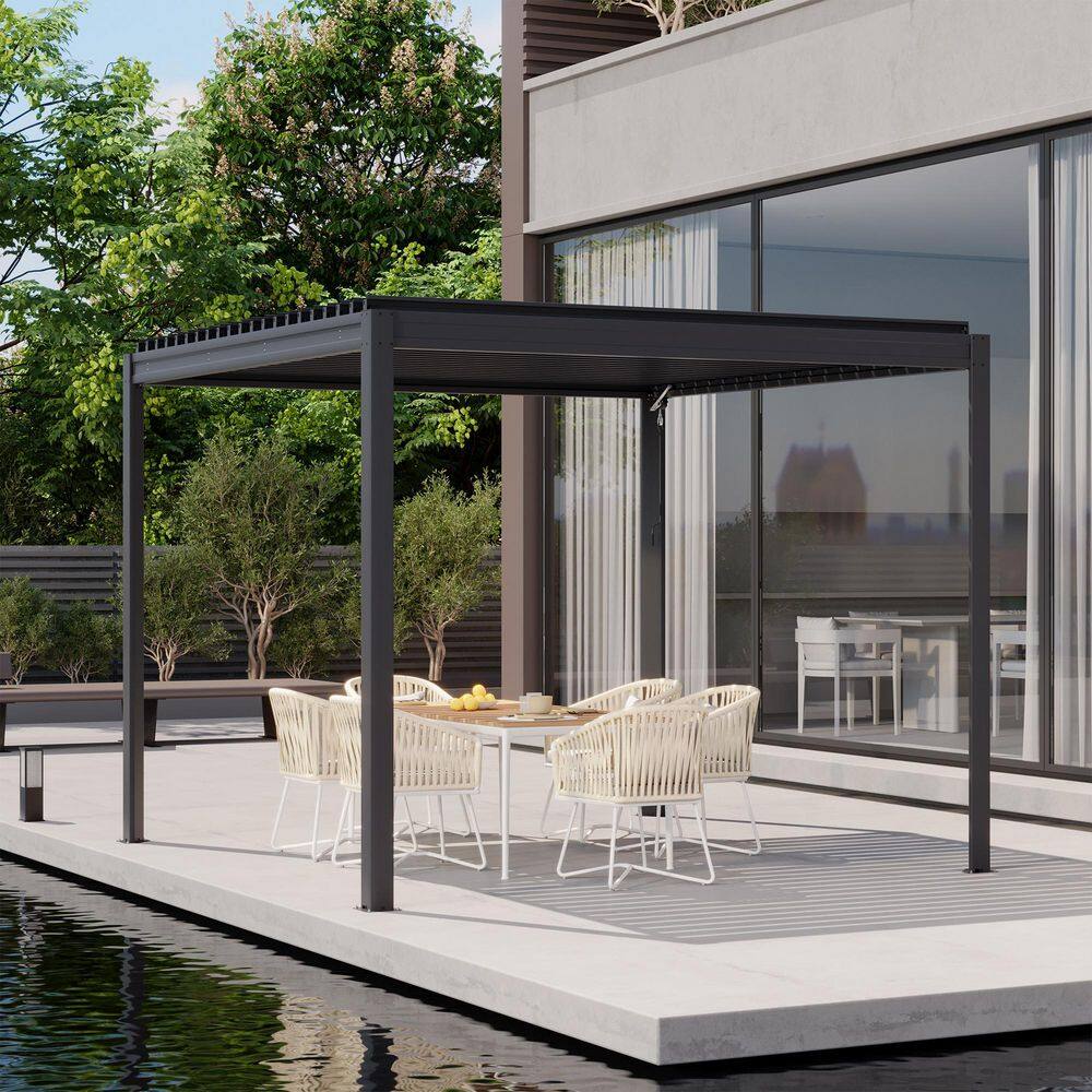 Mondawe Celestia 10 ft. x 10 ft. Gray Aluminum Frame Outdoor Patio ...