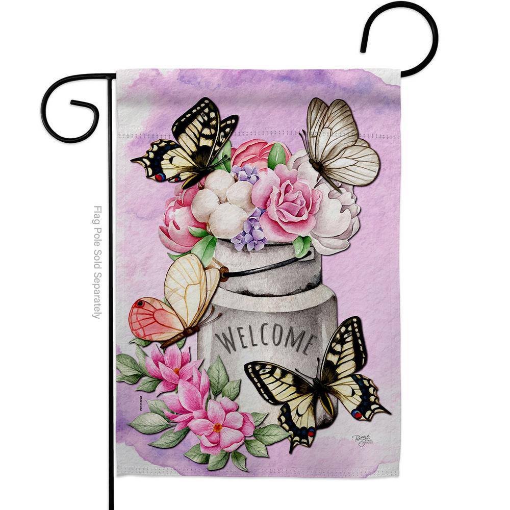 Breeze Decor 13 in. x 18.5 in. Butterflies Water Can Garden Flag Double ...