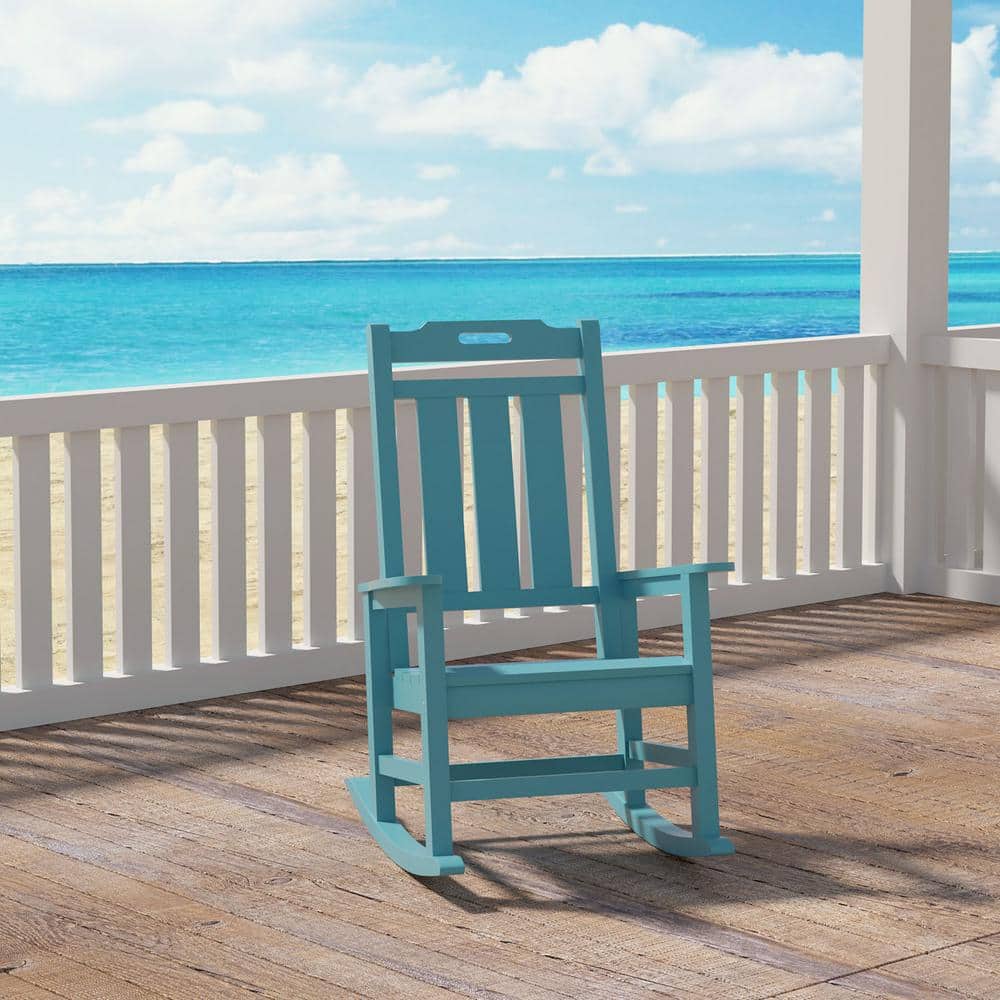 myhomore Plastic Outdoor Rocking Chair Blue HDYYBU - The Home Depot
